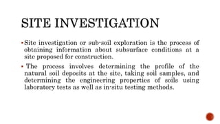 Introduction to Site Investigation Methods | PPTX