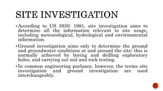 Introduction to Site Investigation Methods | PPTX
