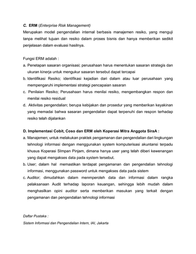 SIPI, puji rahayu, hapziali, cobit coso dan erm, universitas mercu buana, 2018 | PDF