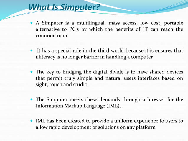 Simputer technology ppt | PPTX | Computer Peripherals | Computing