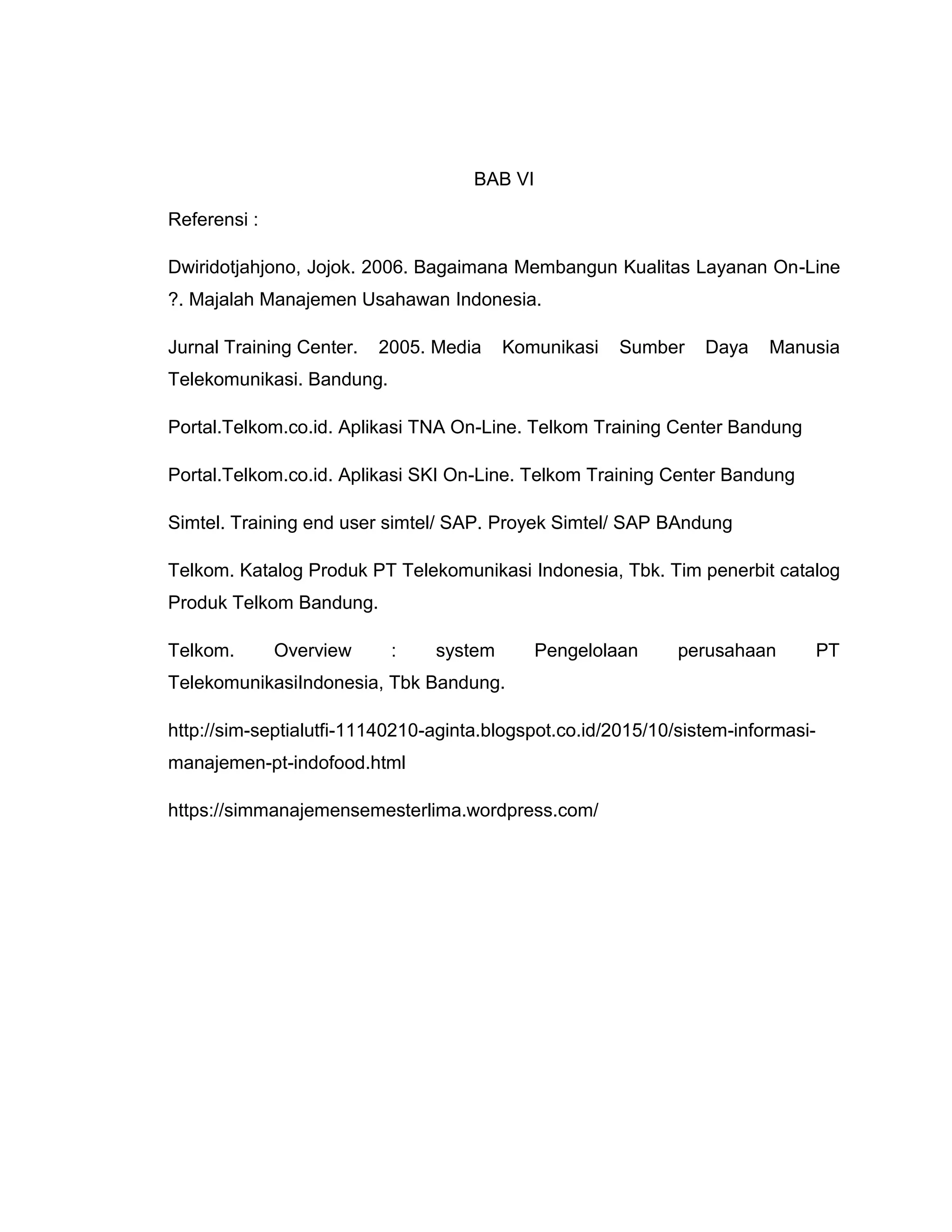 Sim, ria andriani,implementasi sistem informasi pada pt telkom indonesia,umb,2017 | PDF