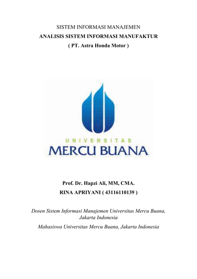 Sim, rina apriyani, prof. dr. ir. hapzi ali. mm tentang manufakturing sistem informasi pada ...
