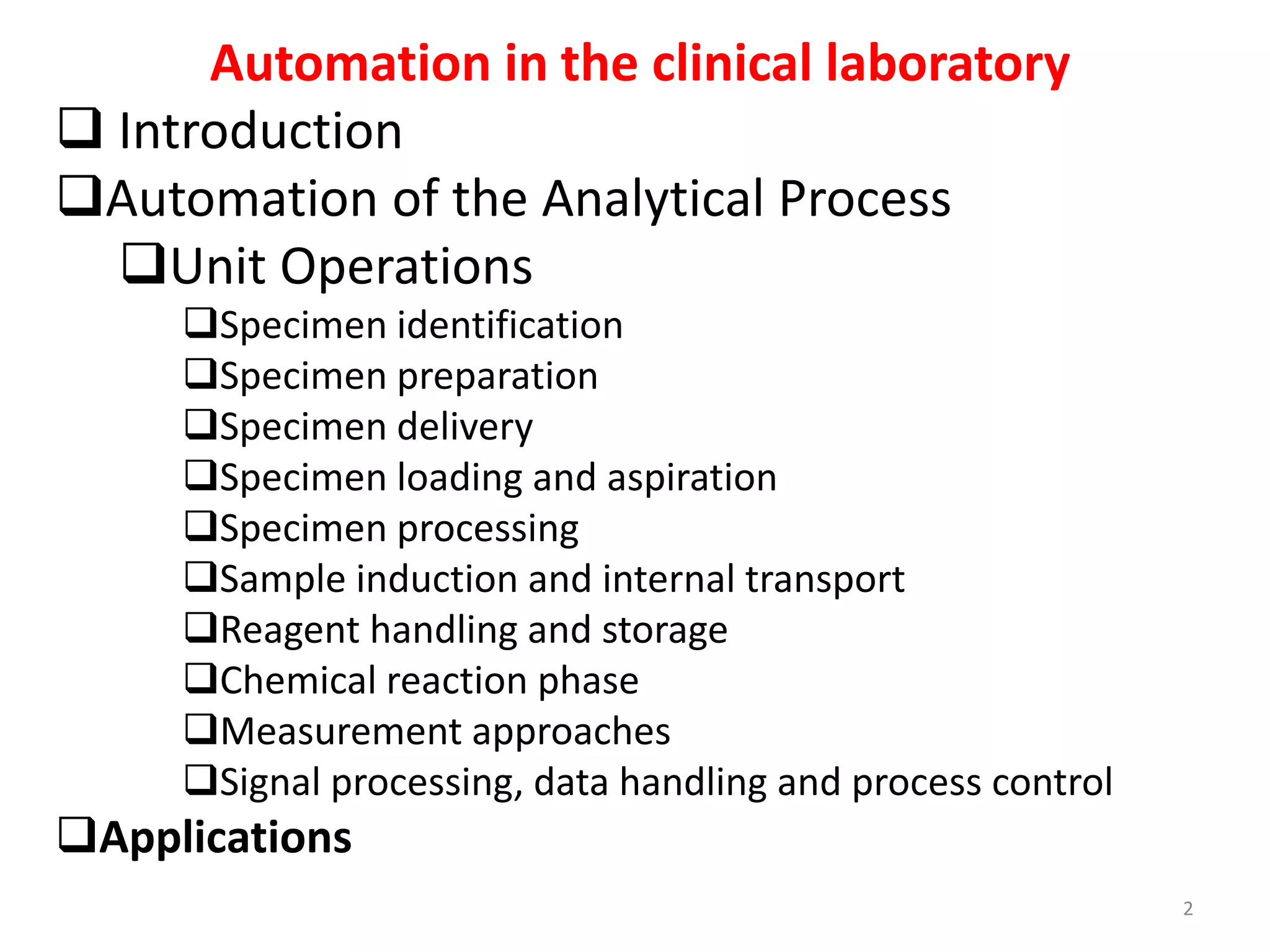 Automation in the Clinical Lab | PPTX