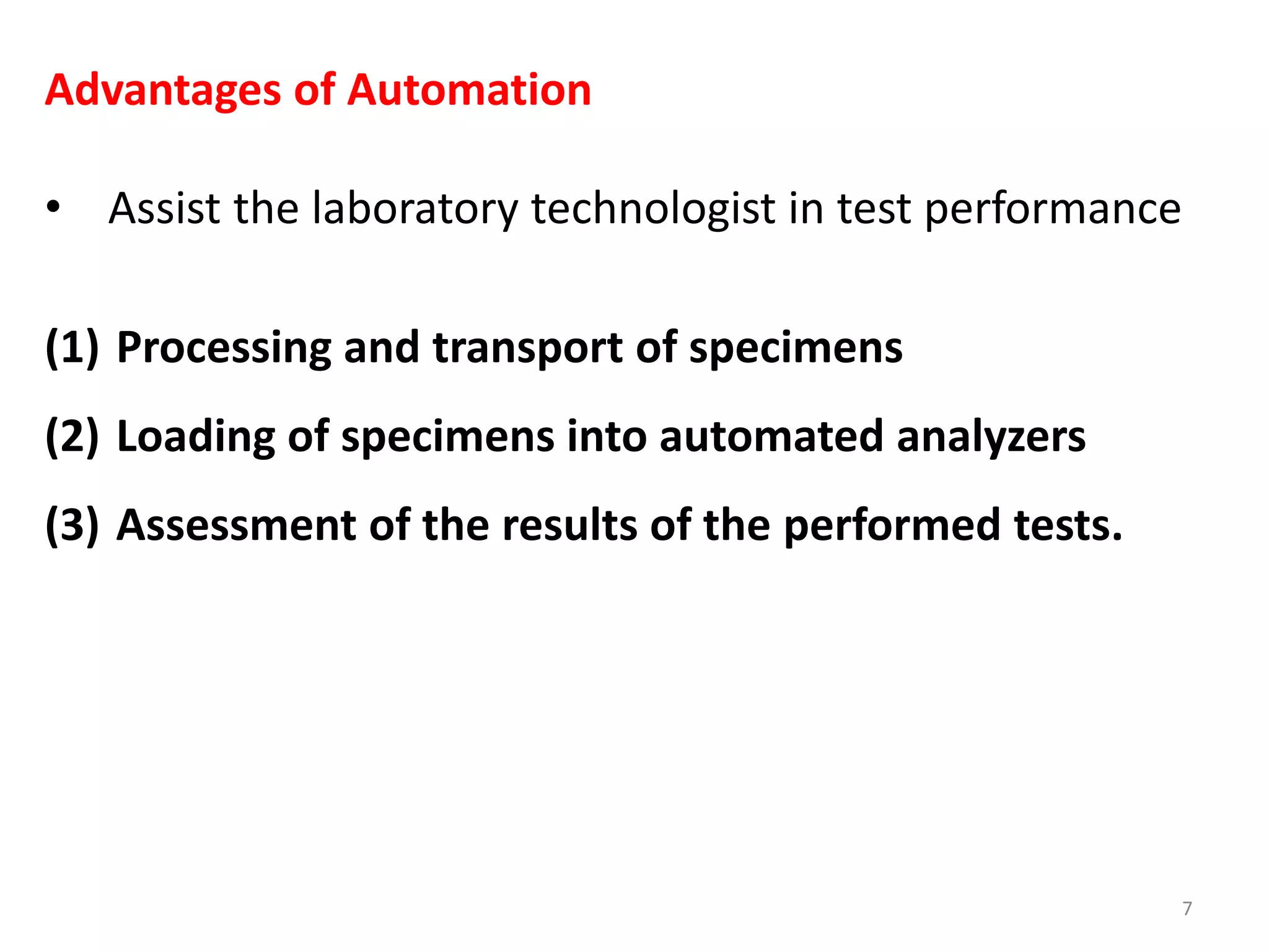 Automation in the Clinical Lab | PPTX | Chemistry | Science