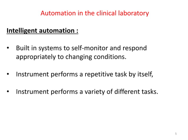 Automation in the Clinical Lab | PPTX | Chemistry | Science