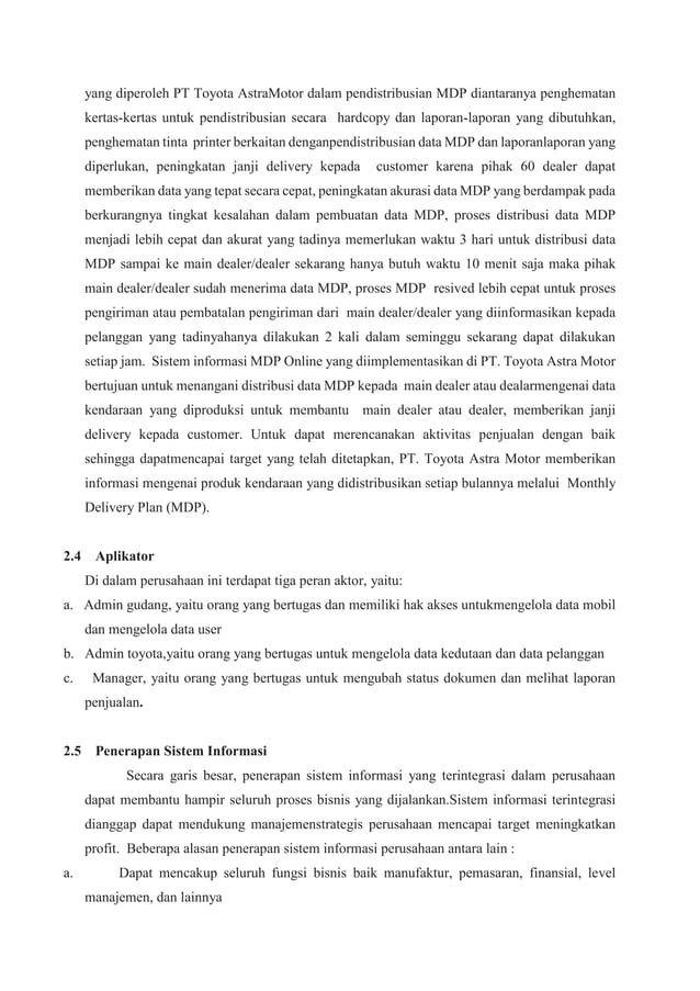 SIM, Sefty Echamawaty, Hapzi Ali, Analisis dan Perancangan Sistem Informasi Pada Perusahaan PT ...