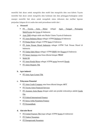 SIM, Sefty Echamawaty, Hapzi Ali, Analisis dan Perancangan Sistem Informasi Pada Perusahaan PT ...