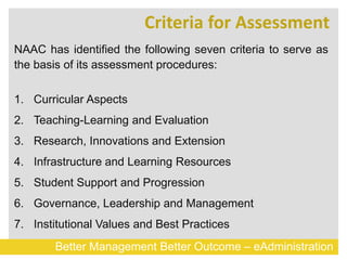 Planning for NAAC : How to improve score ? - Refer new presentation | PPTX