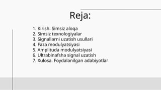 simsiz tarmoqlar.pptx fanidan tayorlangan slayd | PPT