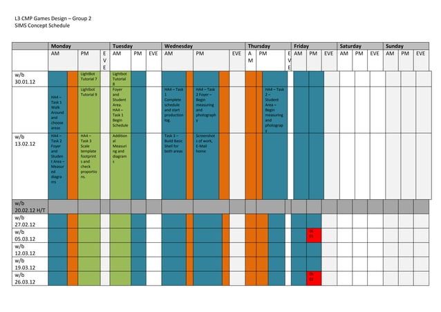 Sims schedule sample_completedgroup2_130312 | PPT