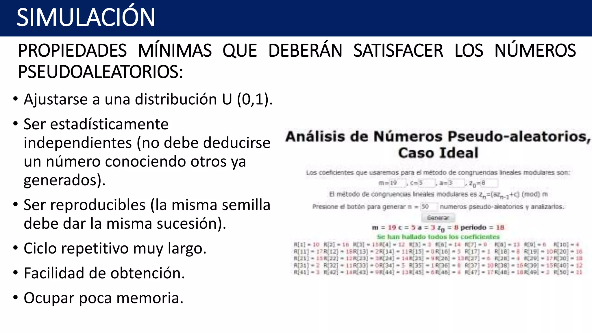 Simulación - Unidad 2 numeros pseudoaleatorios | PPTX