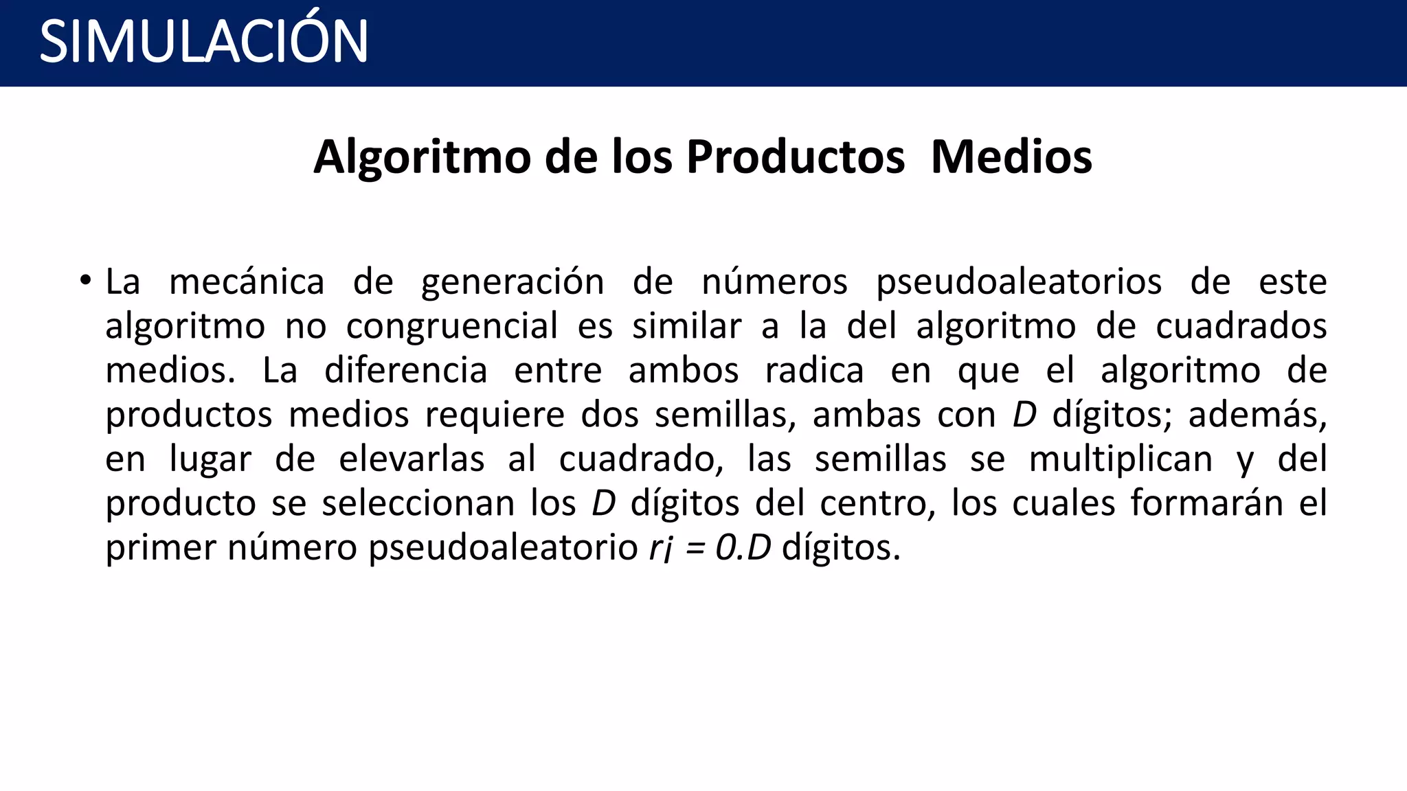 Simulación - Unidad 2 numeros pseudoaleatorios | PPTX