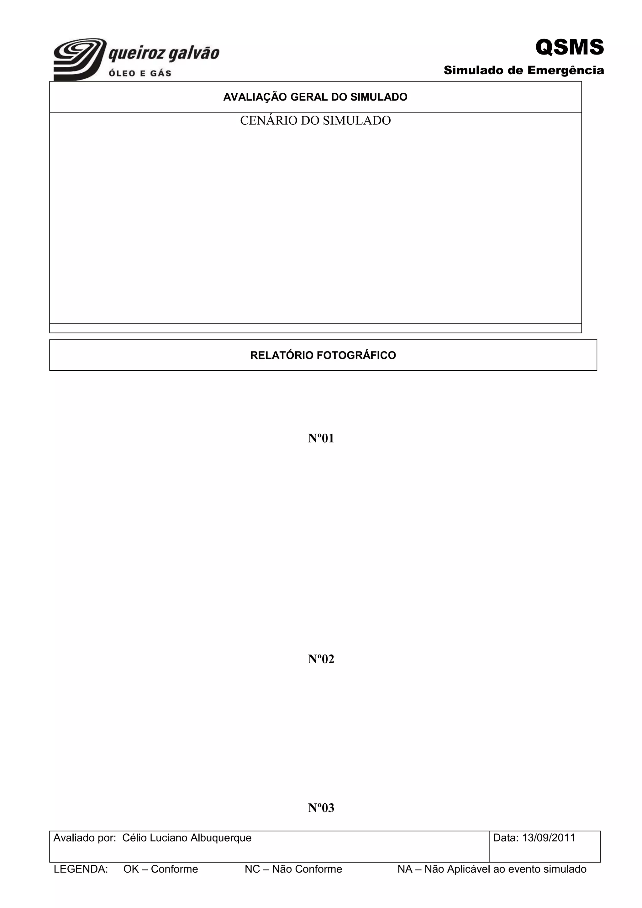 Modelo de Relatório de Simulado | DOC