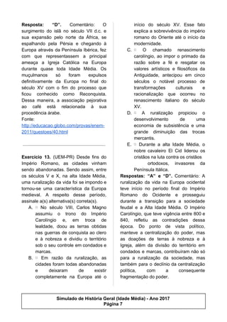 Simulado de-historia-geral-idade-media-2017 | PDF