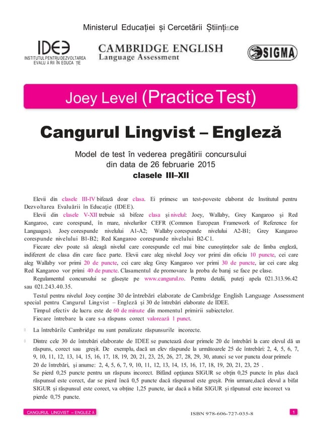 Simulare cangurul-lingvist-engleza-2015 (1) | DOCX | Sports