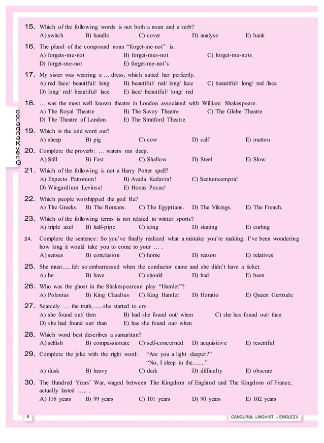 Simulare cangurul-lingvist-engleza-2015 (1) | DOCX | Sports