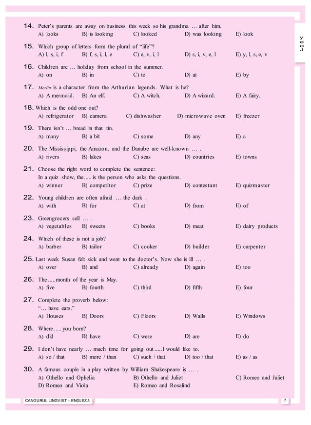 Simulare cangurul-lingvist-engleza-2015 (1) | DOCX | Sports