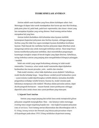 Materi mata kuliah teknik Simulasi antrian | PDF