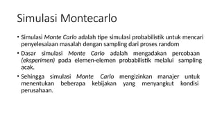 konsep dan simulasi pada metode montecarlo | PPTX