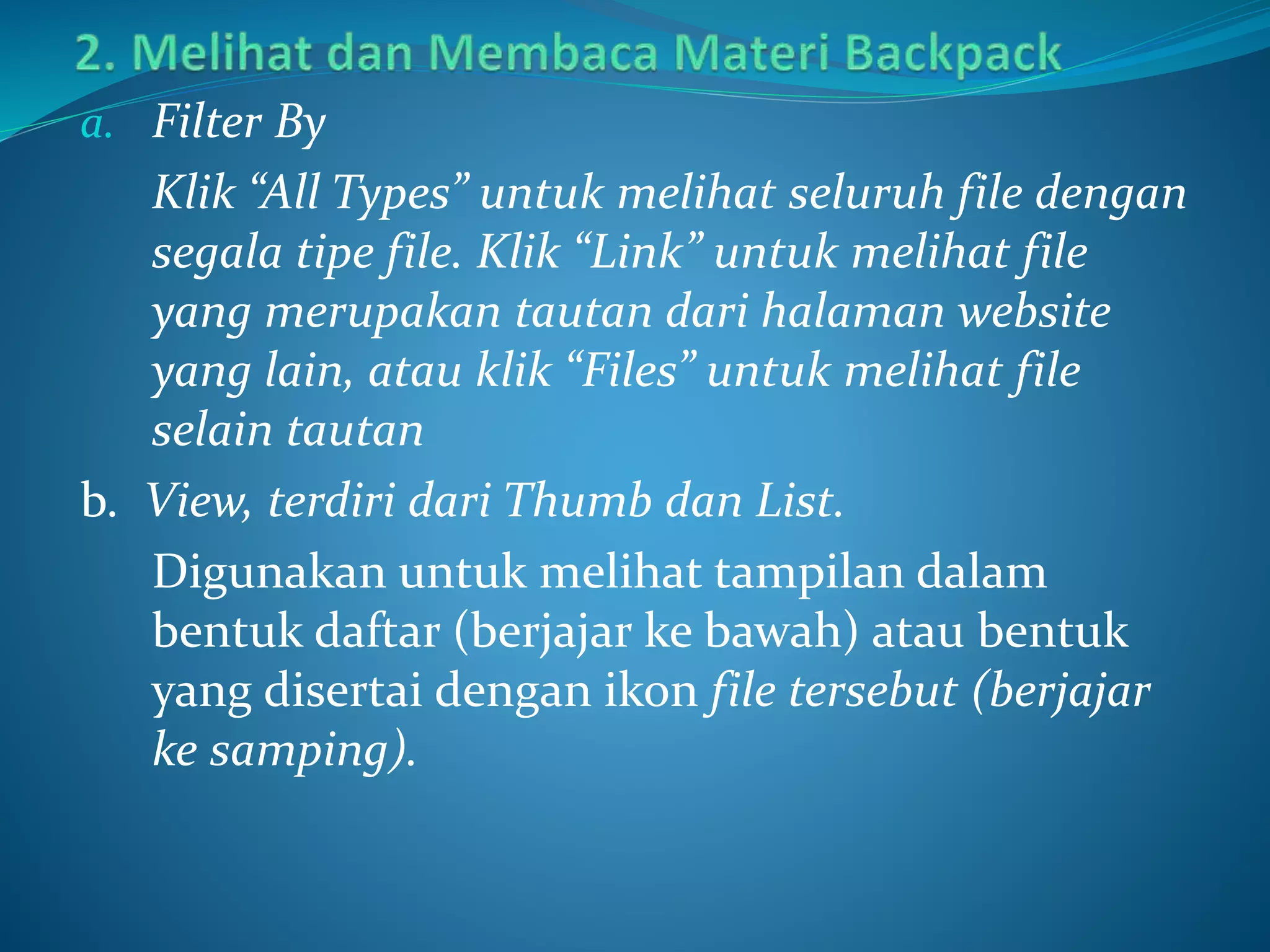 Simulasi digital season 8 (backpack dalam edmodo) | PPT