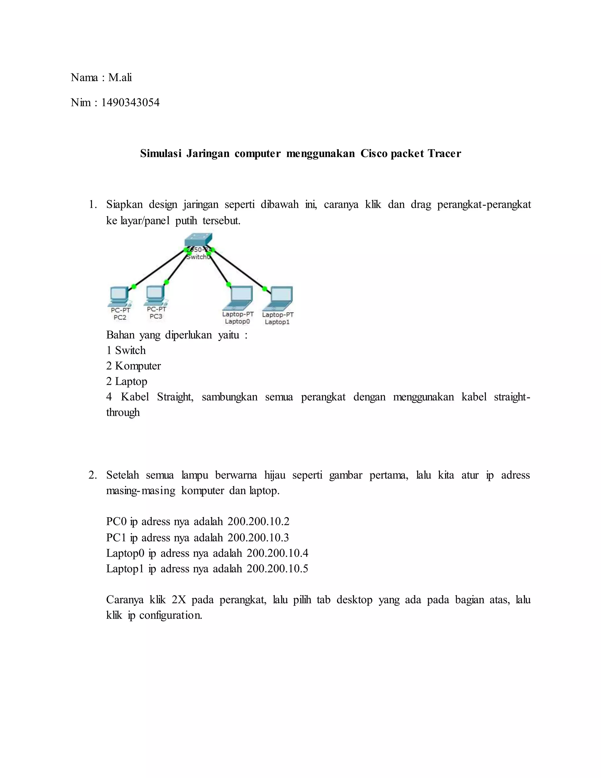 Simulasi jaringan computer sederhana | PDF