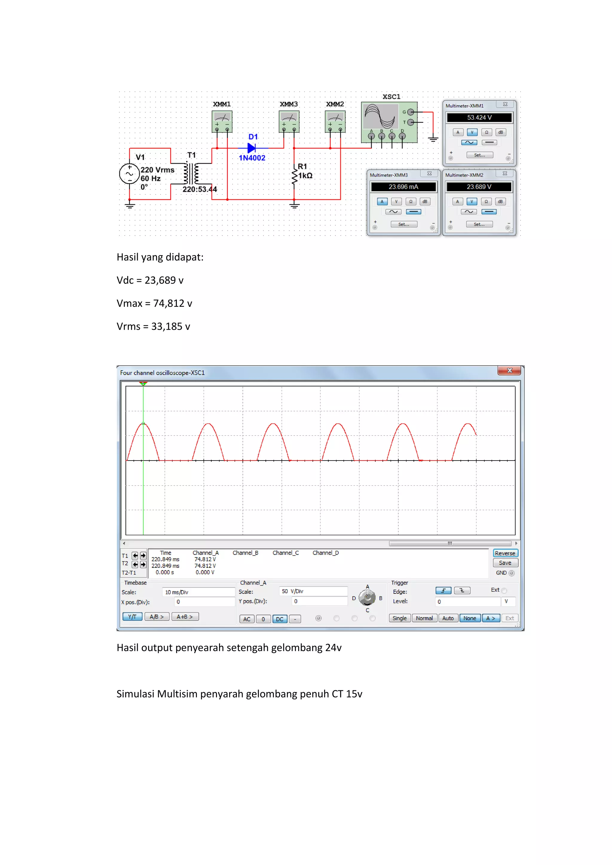 Simulasi multisim "rectifier" | PDF