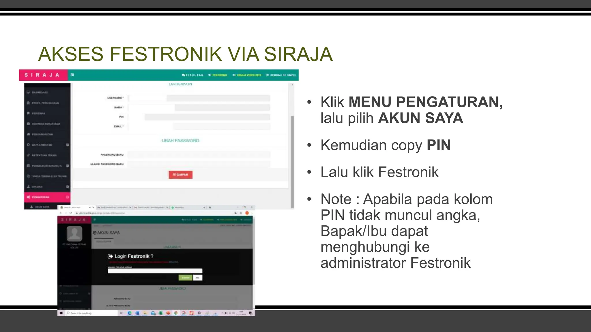 SIMULASI PENGGUNAAN APLIKASI SIRAJA LIMBAH DAN FESTRONIK tahun 2020.pptx