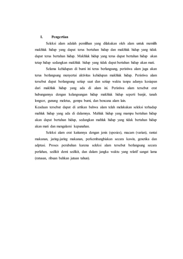 Simulasi seleksi alam | DOCX