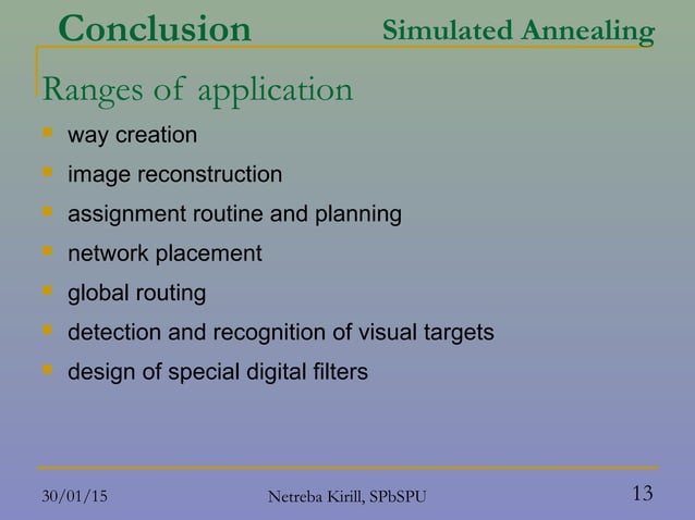 Simulated annealing | PPT | Computer Software and Applications | Computing