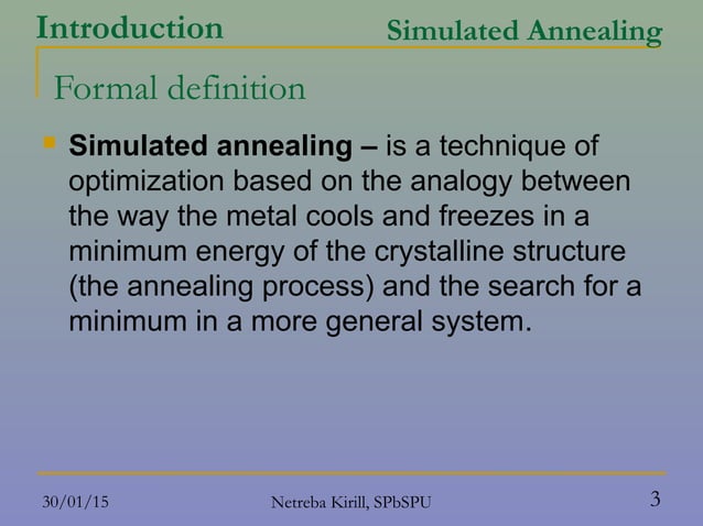 Simulated annealing | PPT | Computer Software and Applications | Computing