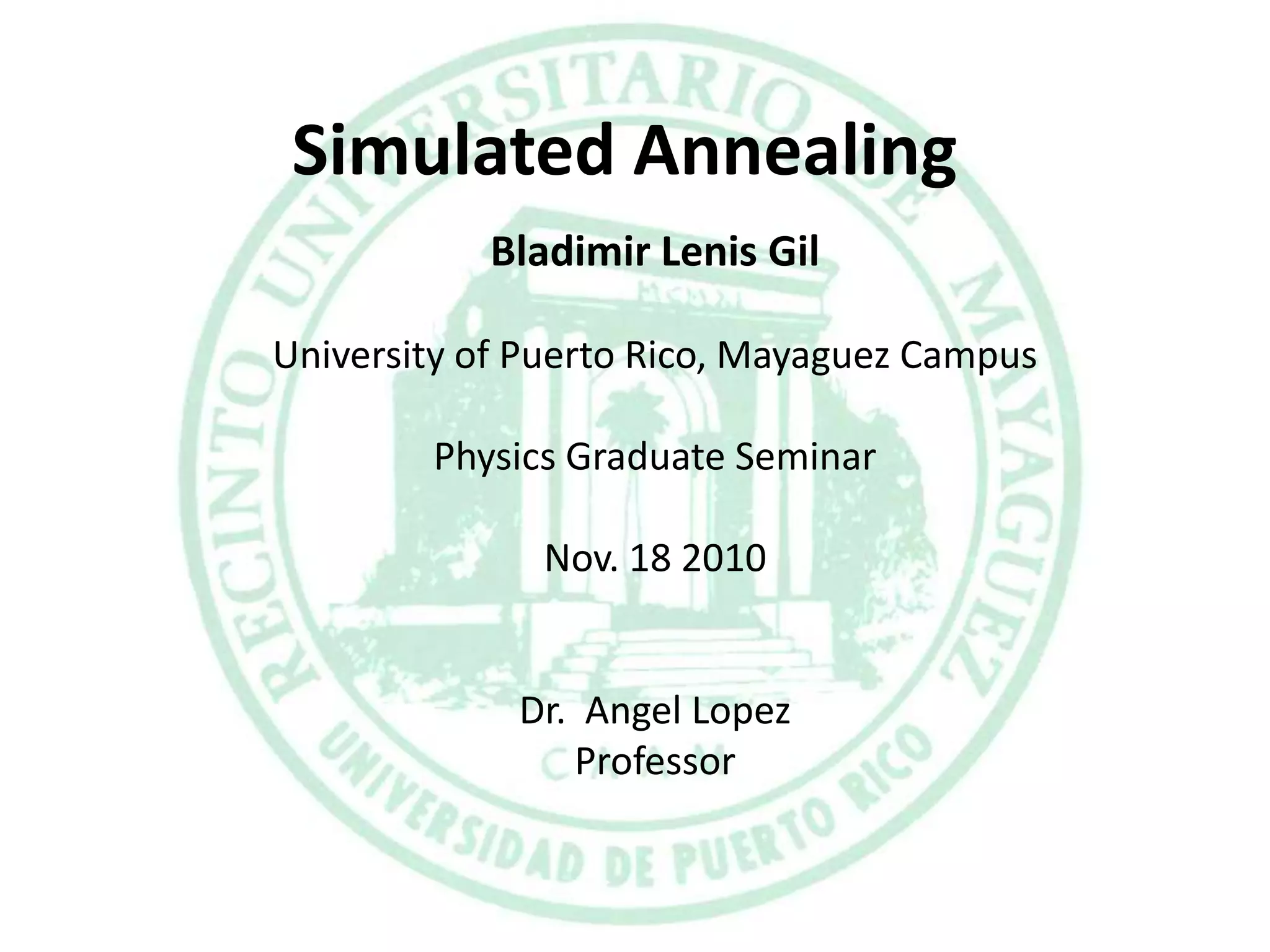 Simulated annealing | PPTX | Science