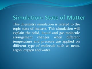 Simulation | PPTX | Chemistry | Science
