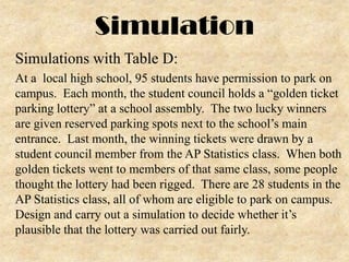 Simulation | PPTX | Lotteries and Scratchcards | Shopping