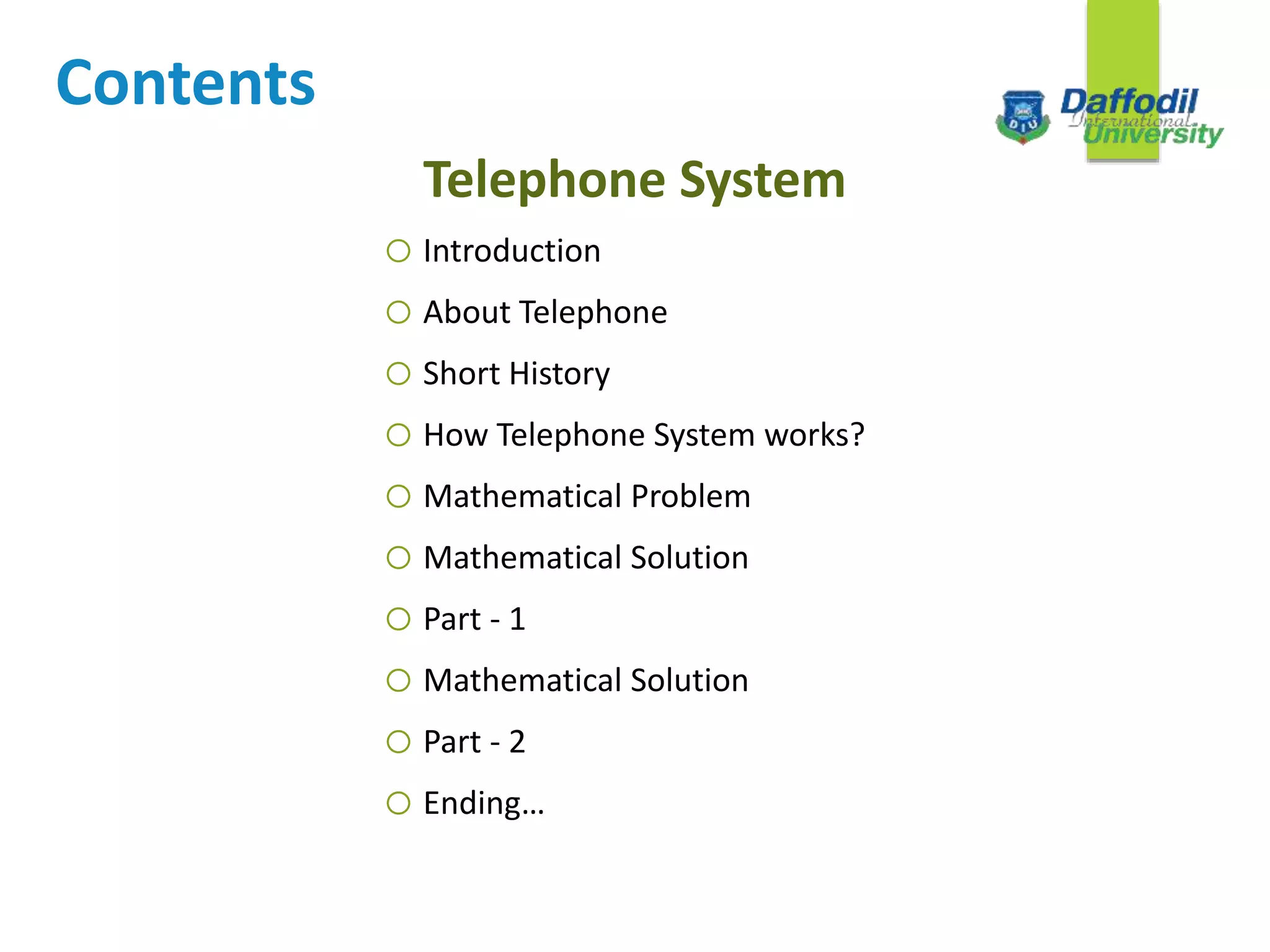Simulation & Modeling about Telephone System | PPTX