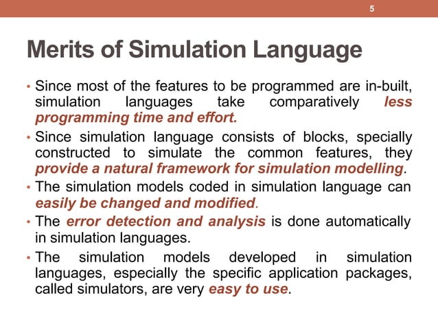 Simulation-Language.pptx | Programming Languages | Computing