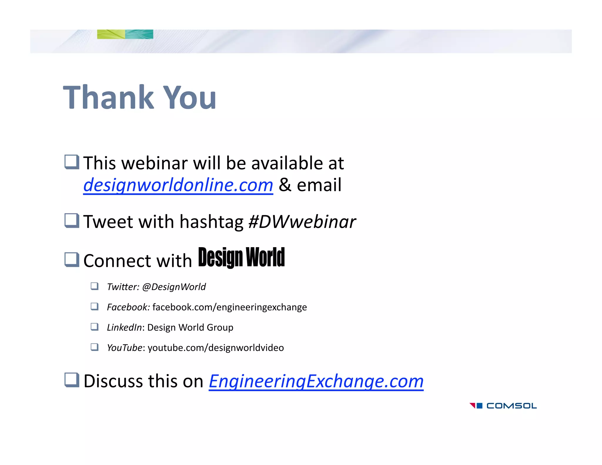 Simulation-Led Design Using SolidWorks® and COMSOL Multiphysics® | PPT