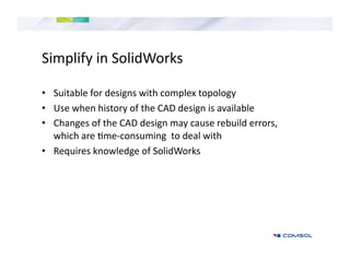 Simulation-Led Design Using SolidWorks® and COMSOL Multiphysics® | PPT