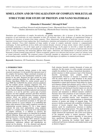 Simulation and 3 d visualization of complex molecular structure for ...