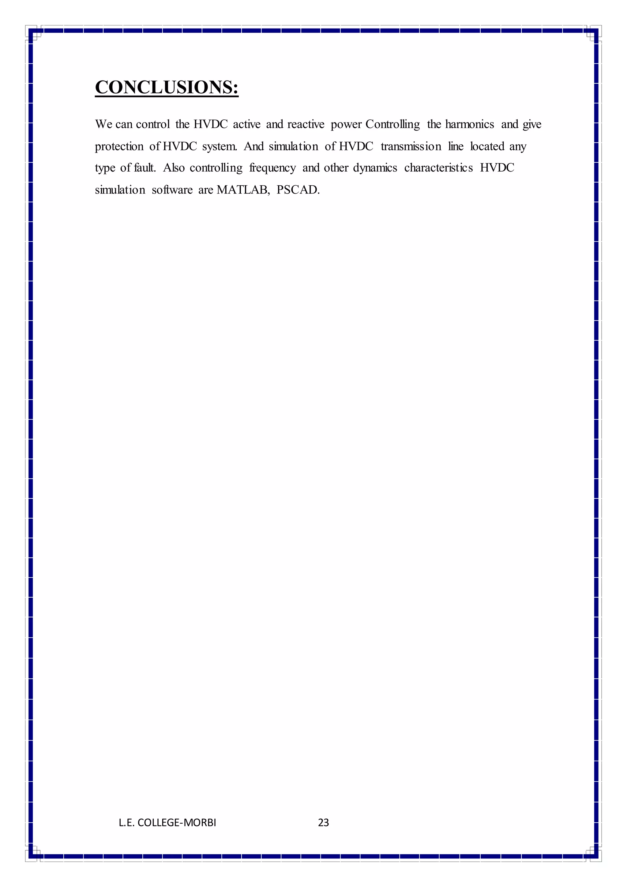 Simulation and analysis of HVDC on MATLAB and PSCAD | DOCX