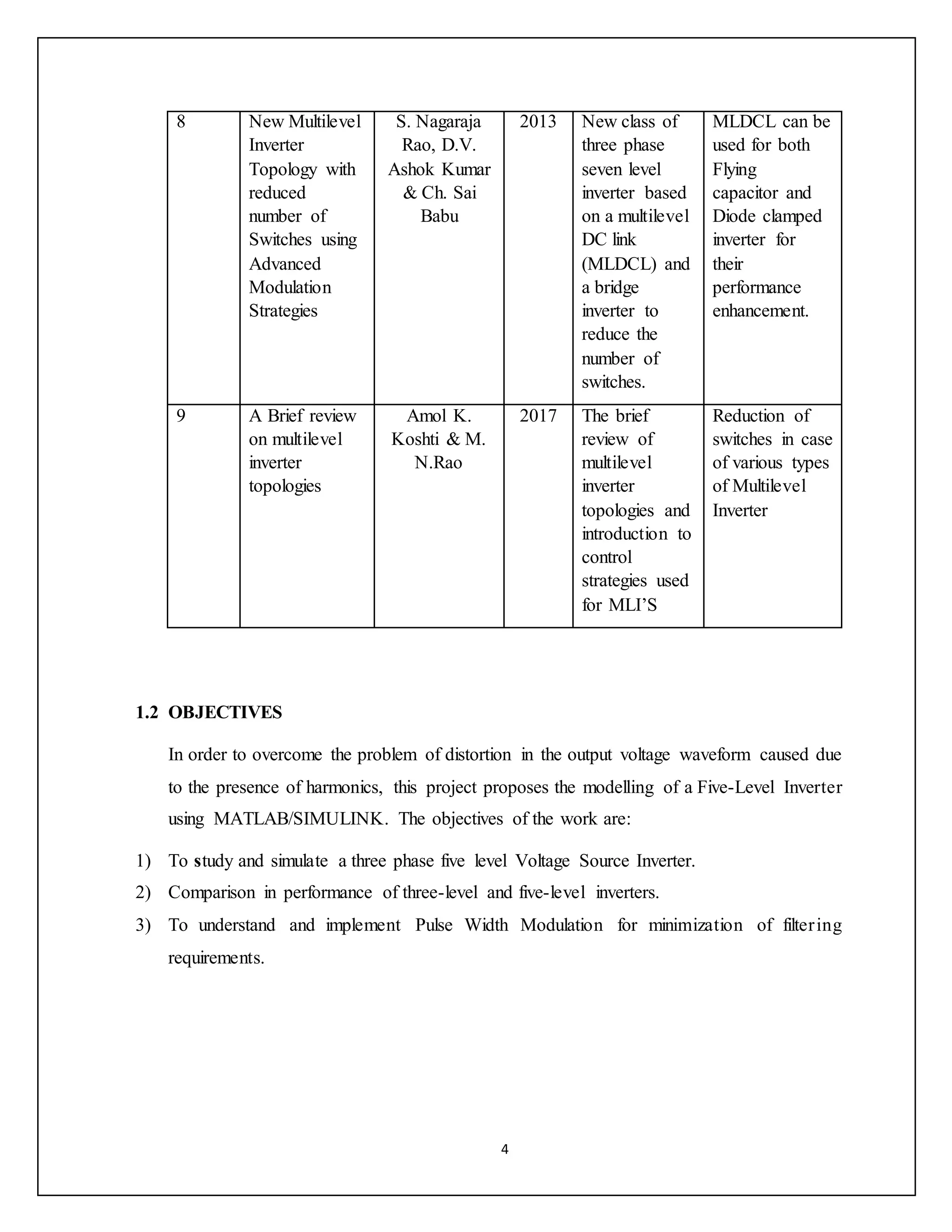 Simulation and study of multilevel inverter (report) | PDF