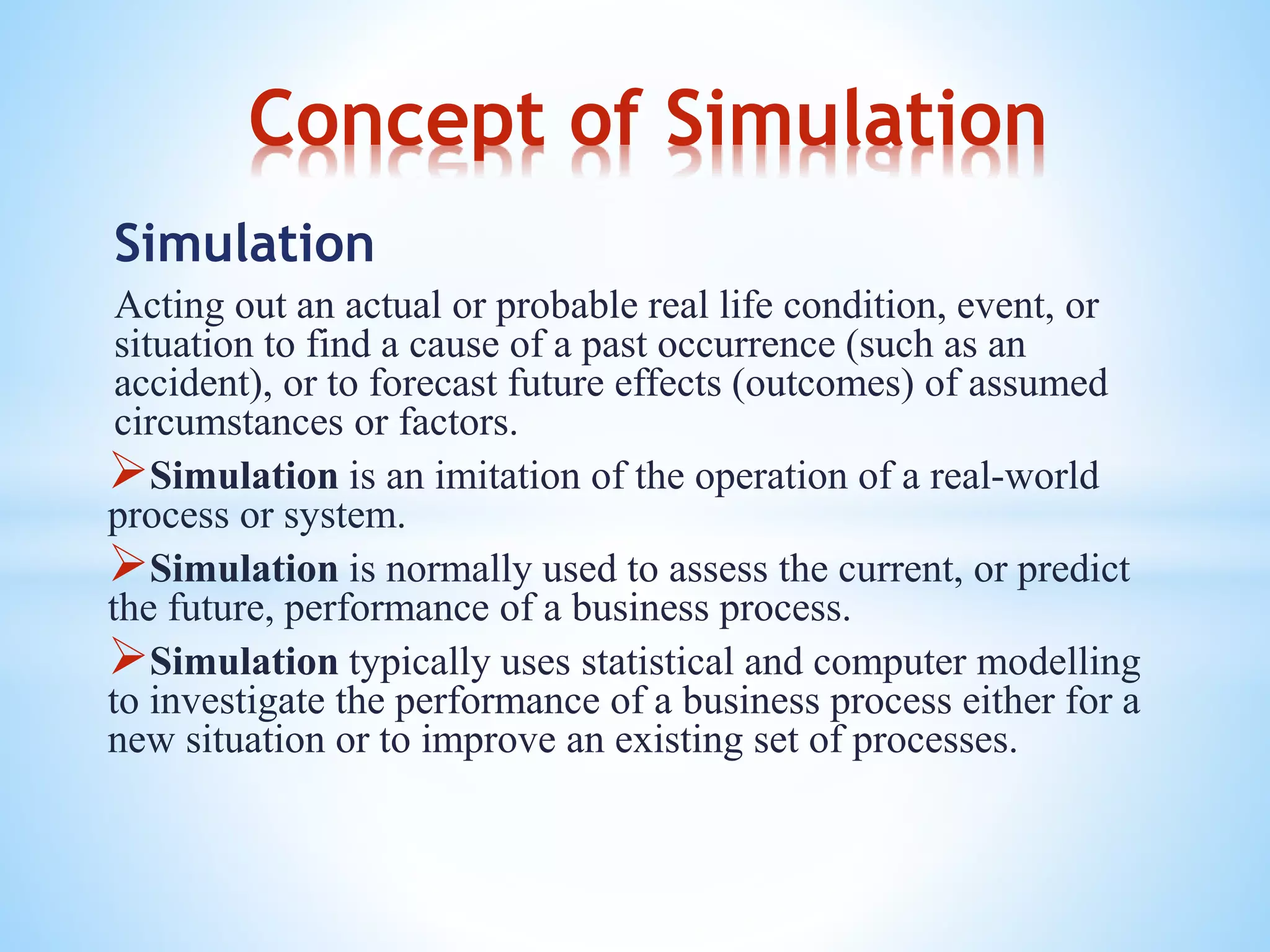 Simulation concept, Advantages & Disadvantages | PPTX