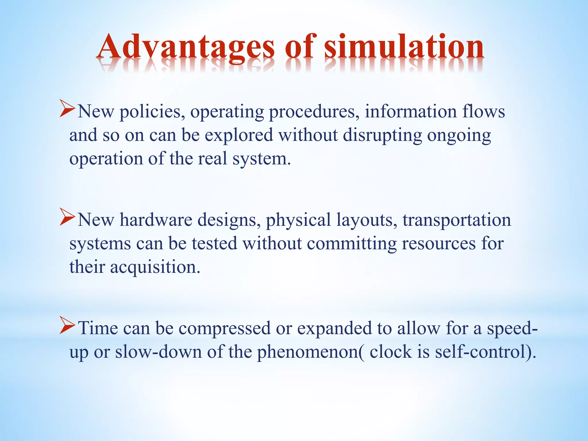 Simulation concept, Advantages & Disadvantages | PPTX