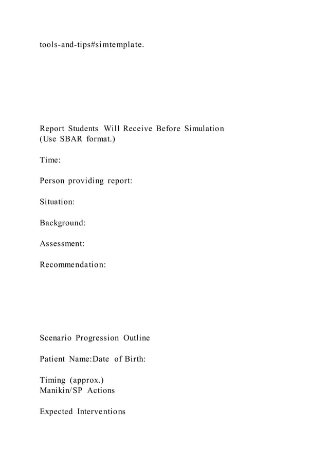 Simulation design template(revised may 2019)(name of pat | PDF