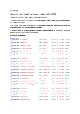 SUMO simulation CODES AND STEPS | DOCX