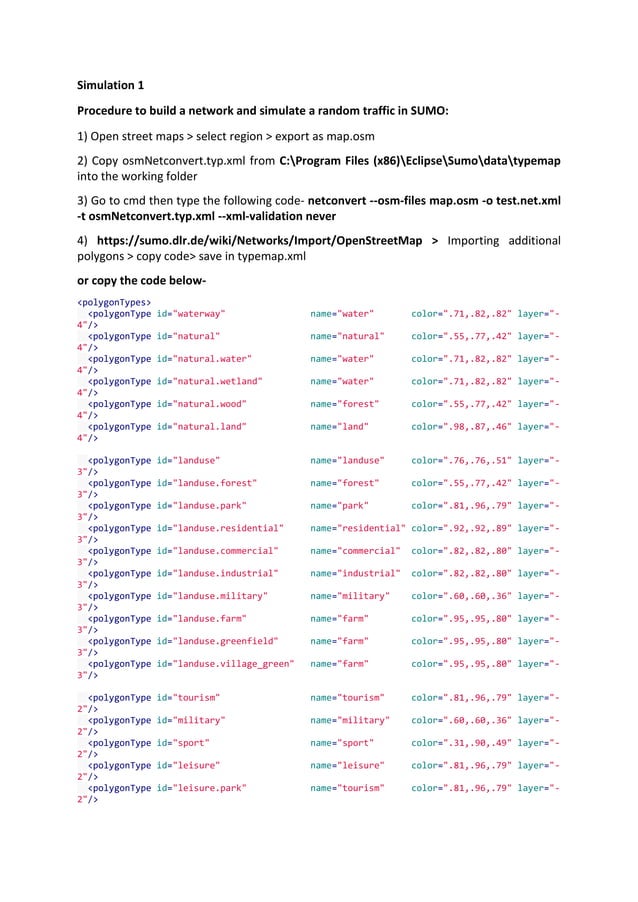 SUMO simulation CODES AND STEPS | DOCX