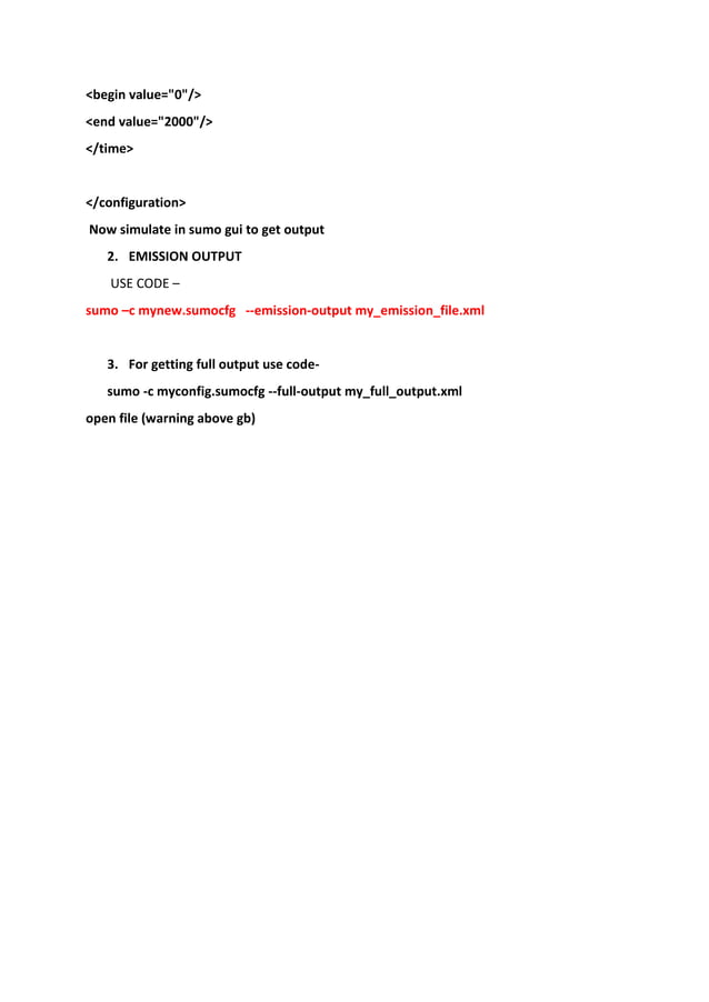 SUMO simulation CODES AND STEPS | DOCX