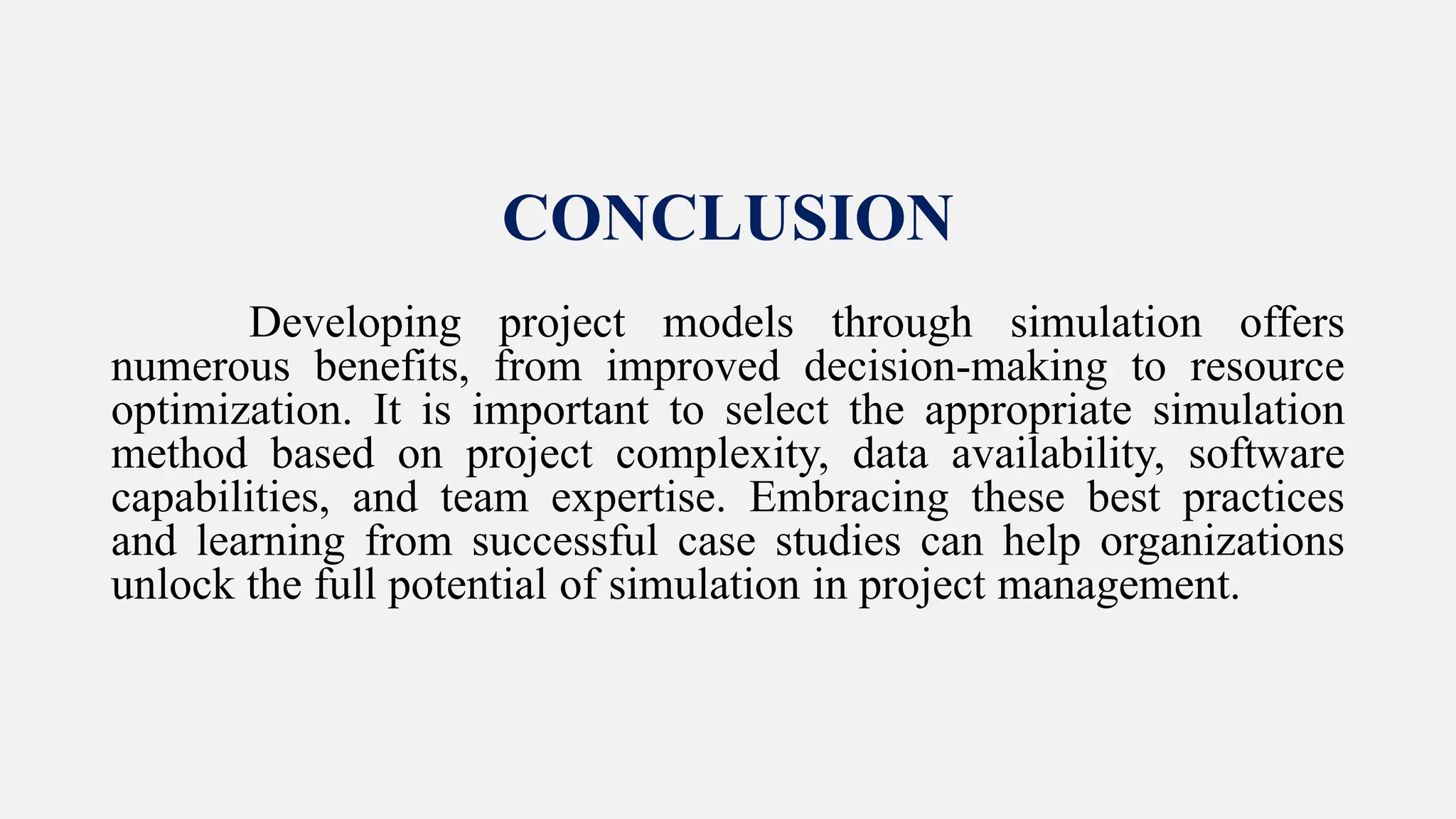 Developing project model thorough simulation | PPTX