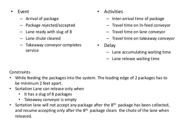 Simulation model sortation system