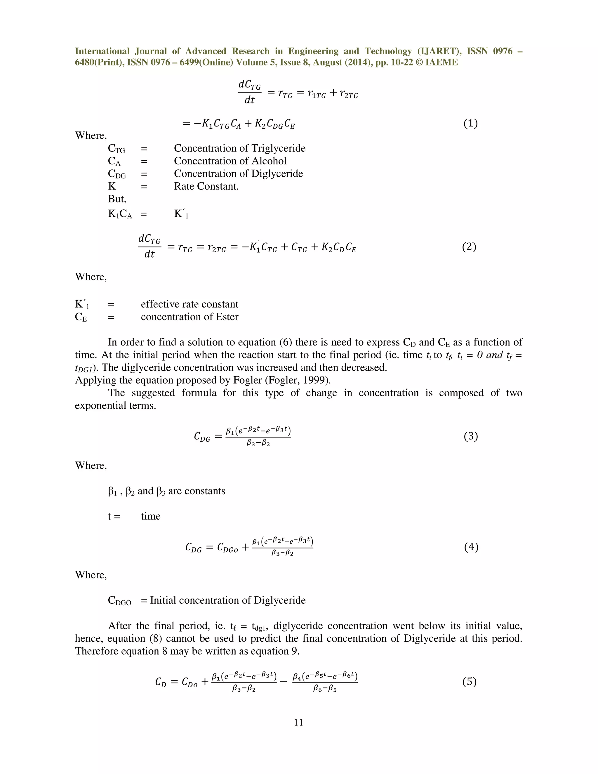 Simulation of a cstr model for thevetia peruviana oil ...