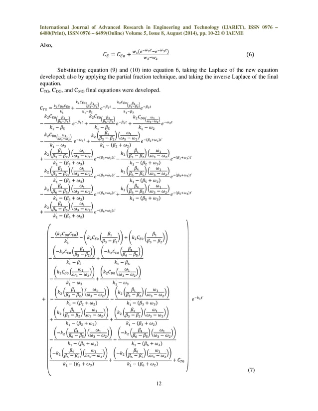 Simulation of a cstr model for thevetia peruviana oil transesterification in the | PDF ...